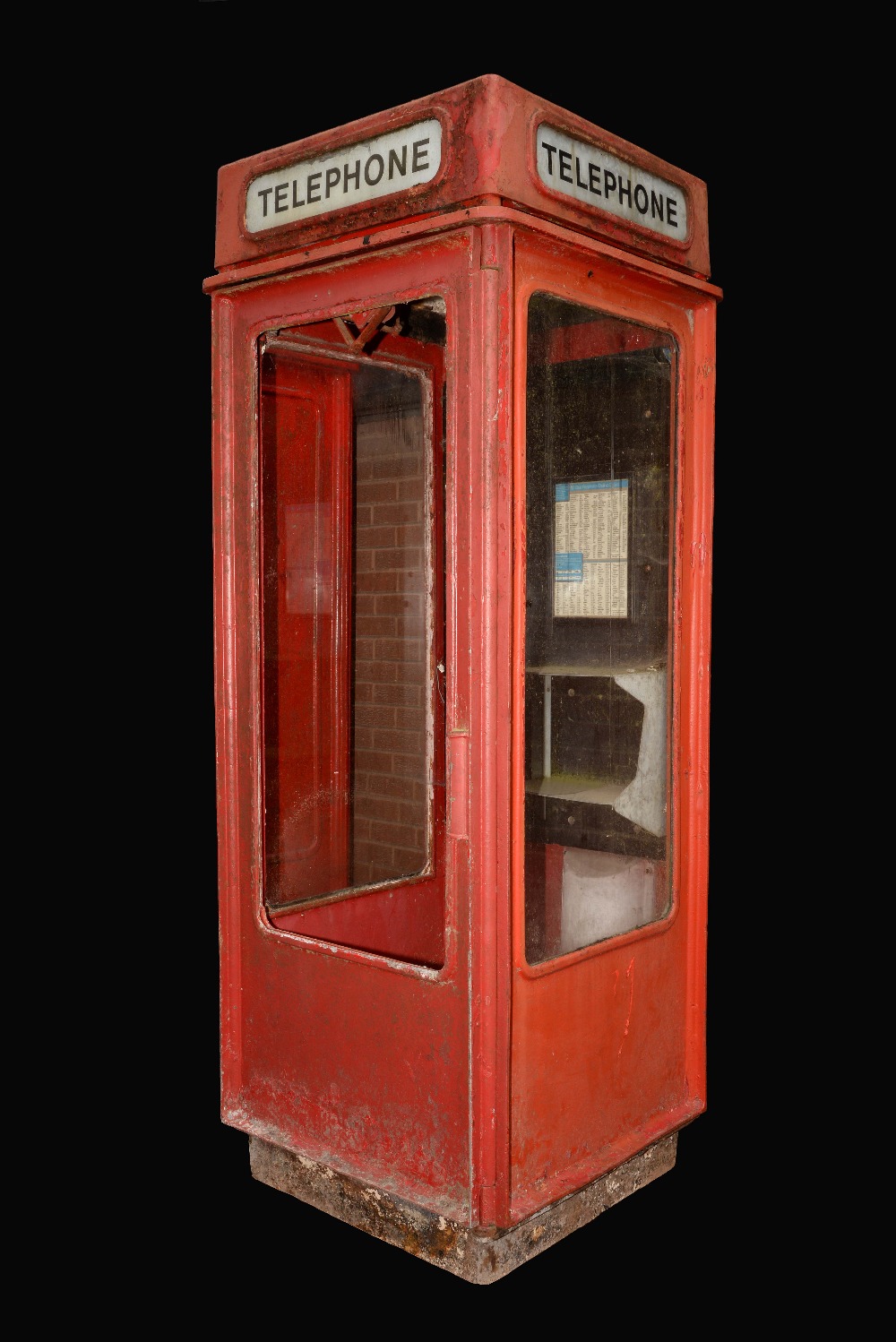 A red telephone box, model K8, Newark phone number 702552, manufactured ...
