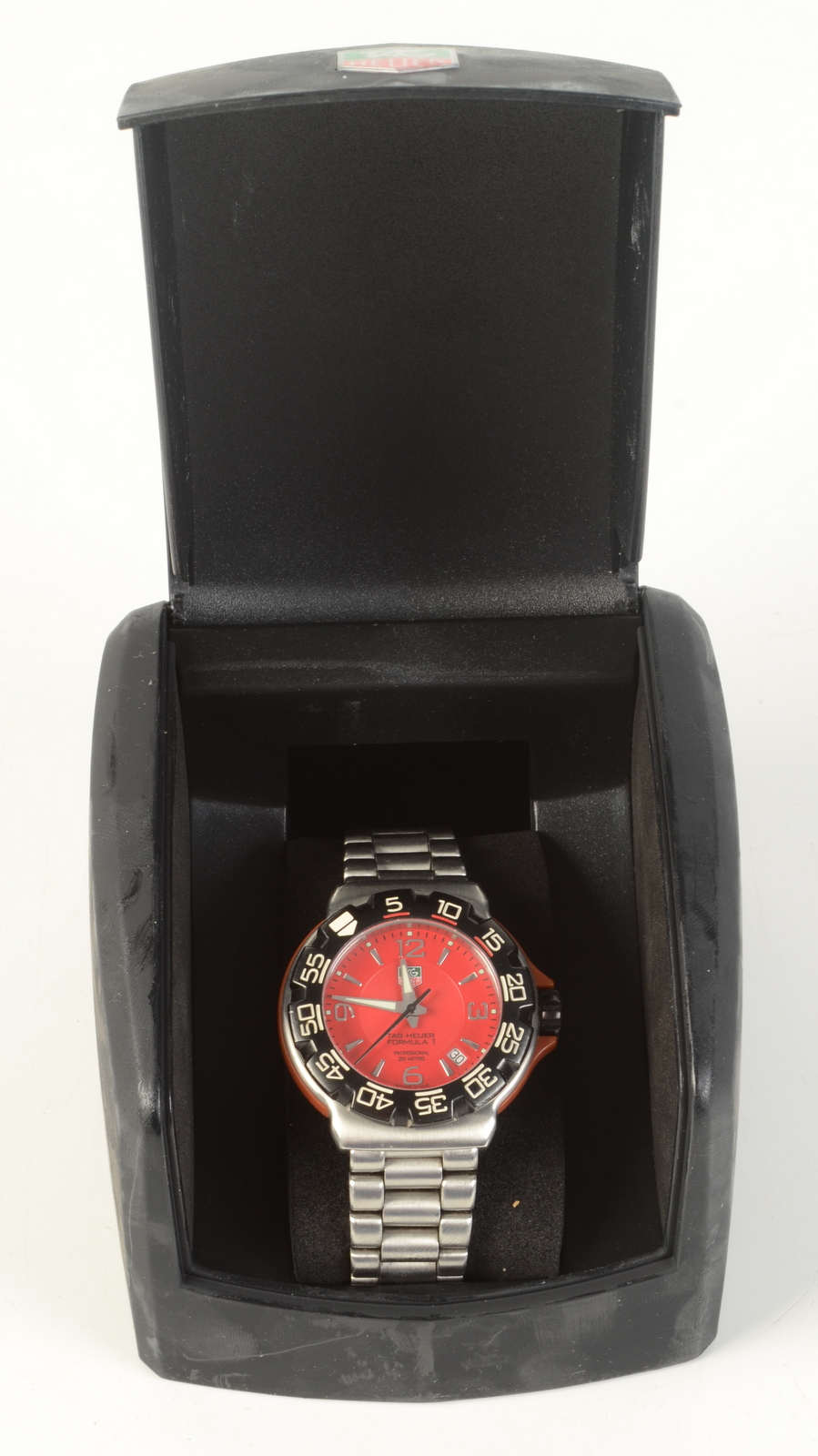 A Tag Heuer Formula 1 Ferrari red gentleman's wristwatch with sweep ...
