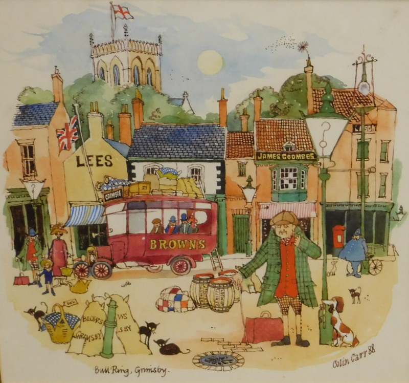 Colin Carr (1929-2002). Bull Ring, Grimsby, watercolour, signed, titled ...
