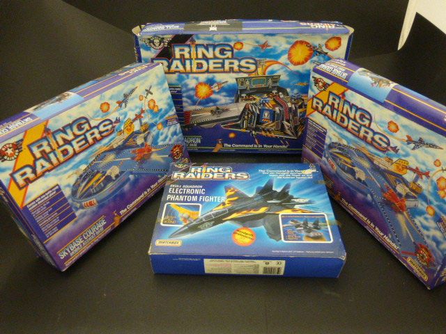 Four boxed Matchbox Ring Raiders play sets to include Skybase Courage ...