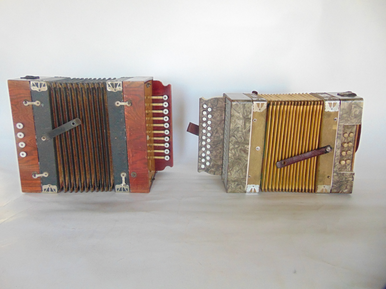 Two antique melodeon accordions