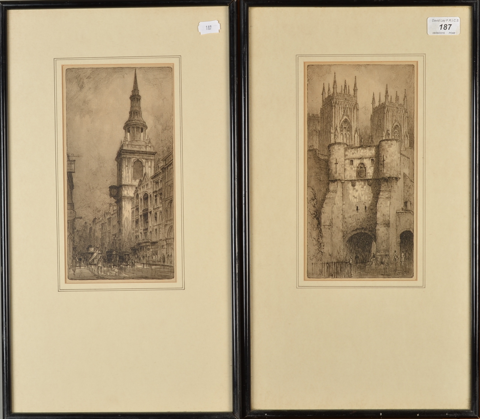 FEATHERSTONE ROBSON York Minster/Bow Church Etchings, a pair Signed ...
