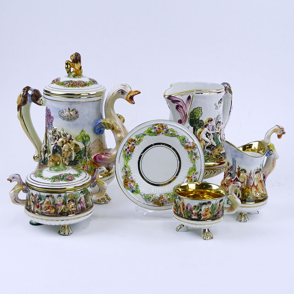 Twenty Four (24) Piece Vintage Capodimonte Porcelain Coffee Set. This ...