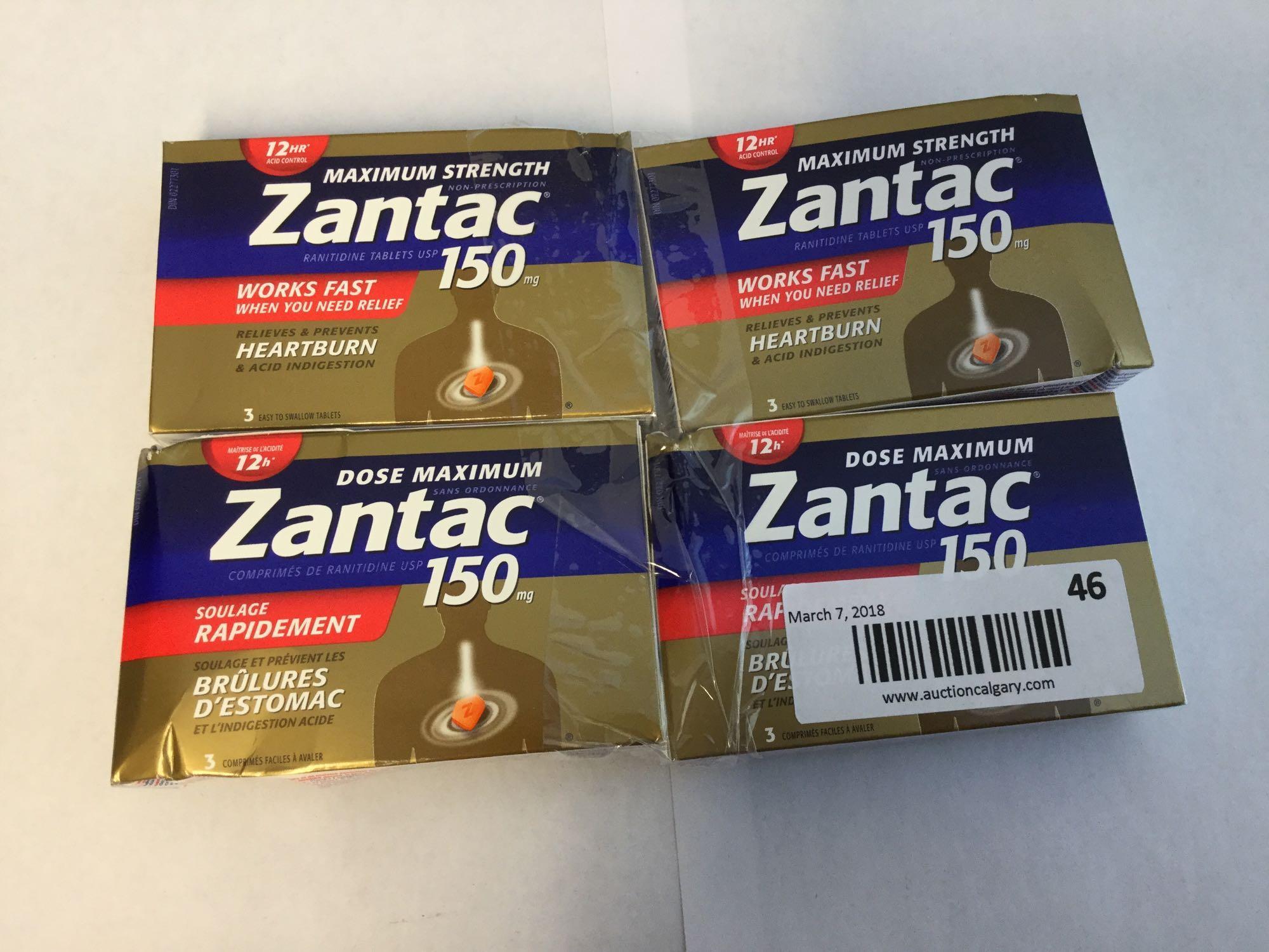 Lot of 4 x 3 Tablets - Zantac 150