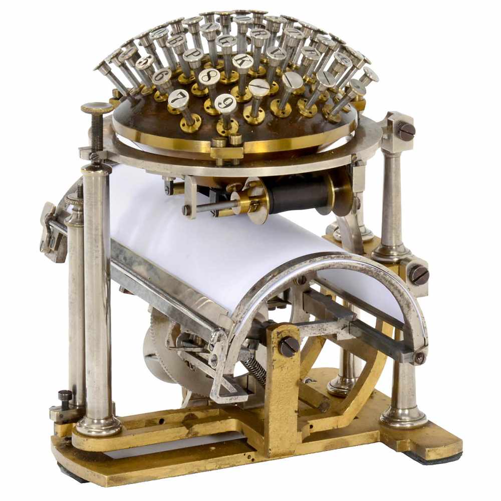 Malling-Hansen "Writing Ball", 1867Extremely rare nickel-plated "deluxe ...