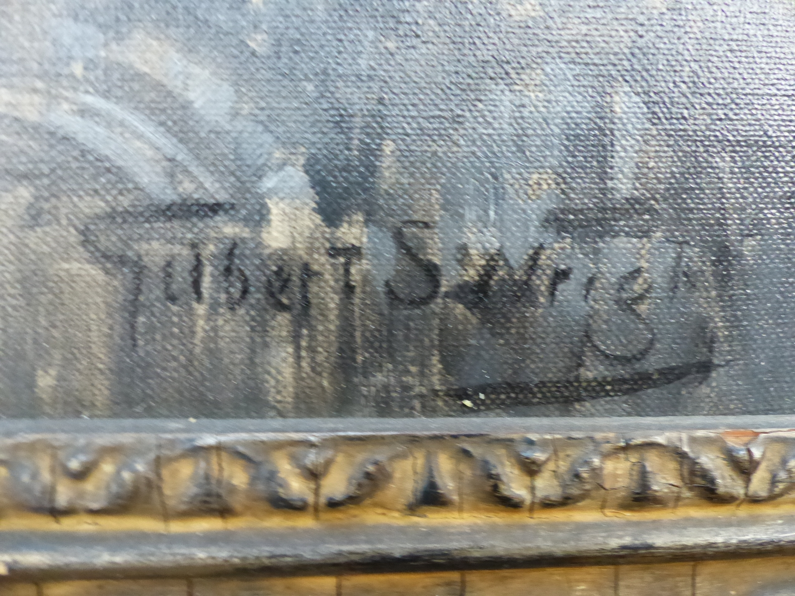 GILBERT S.WRIGHT (1880-1958) THE THEATRE SIGNED OIL ON CANVAS. 53 x ...