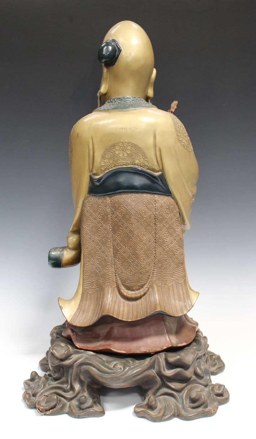 A Chinese Foochow (Fuzhou) lacquer figure of Shoulao and stand, late ...
