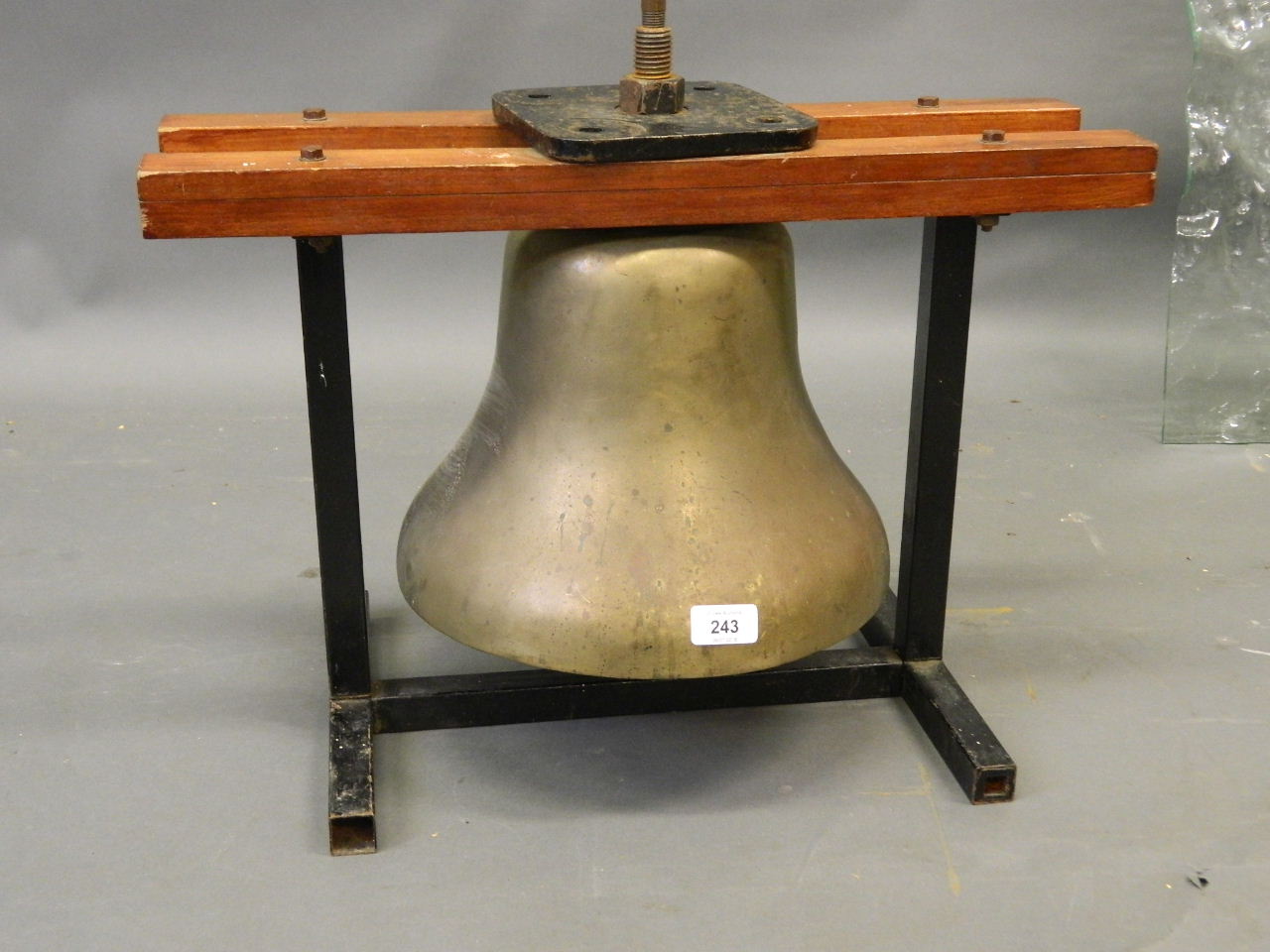 An American brass locomotive bell, the double acting clapper stamped ...