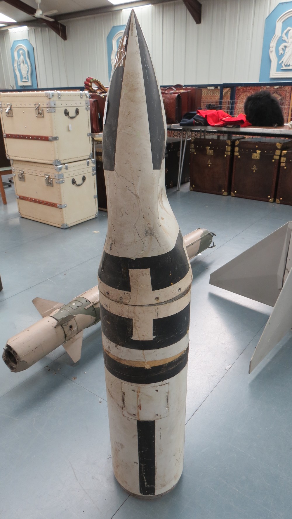 A metal missile head, inert. 112cm long.