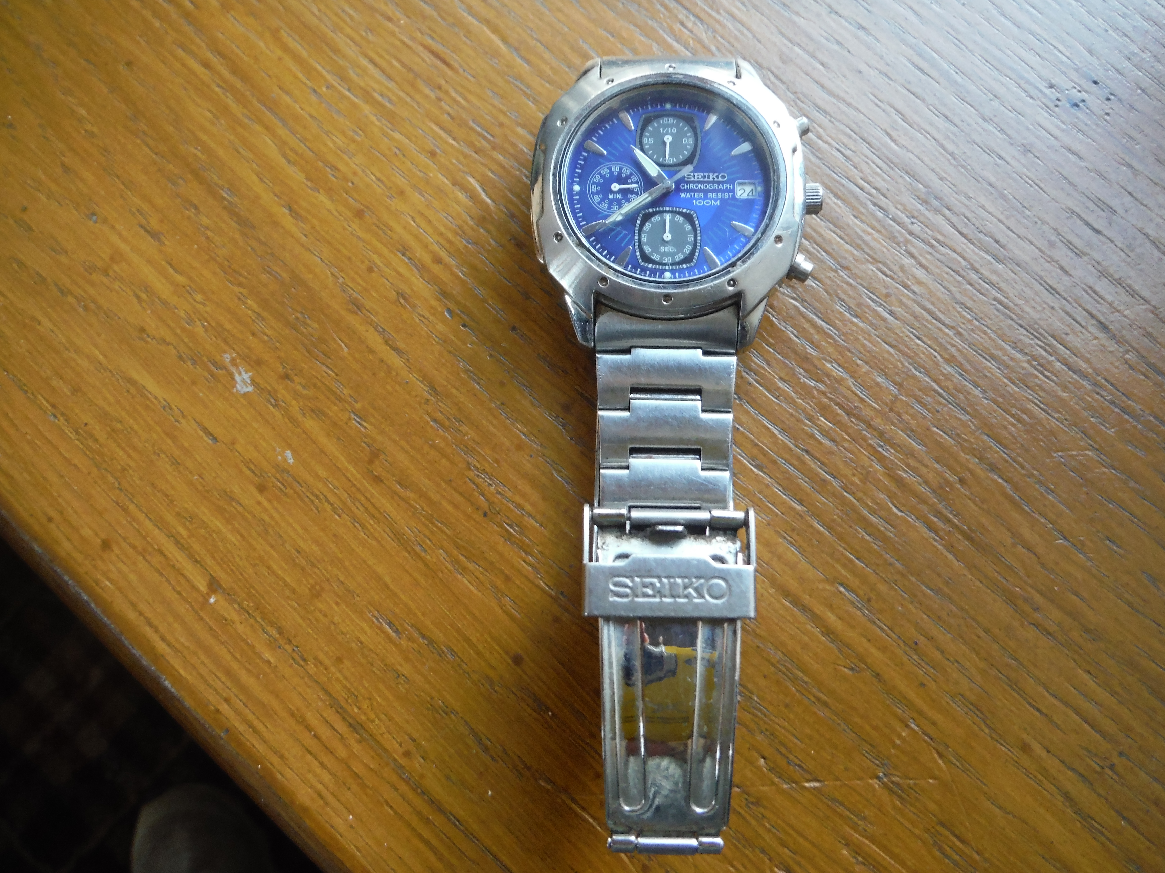 Mens Seiko Chronograph Watch - Water proof (100m) - Royal blue face ...