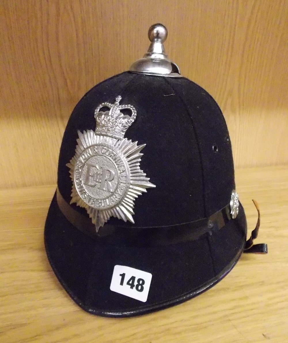 DEVON AND CORNWALL CONSTABULARY POLICE HELMET- SIZE 6 AND A HALF