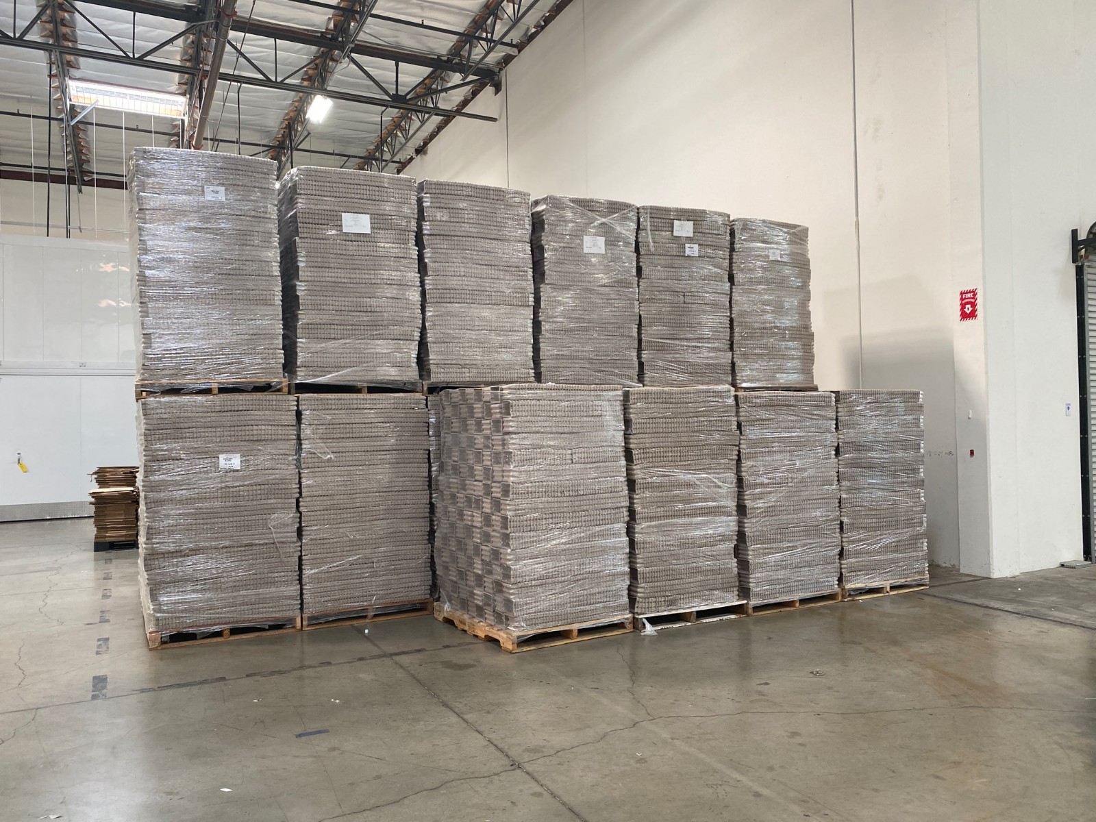 LOT OF (18) PALLETS OF CARDBOARD, 5,400 PCS/PALLET