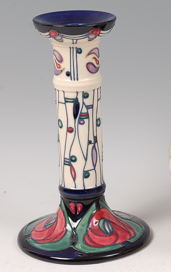 A contemporary Moorcroft Pottery candlestick 'Tribute to Charles Rennie ...