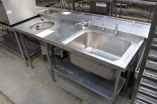 Stainless steel commercial sink LHD with integral Hobart waste disposal ...