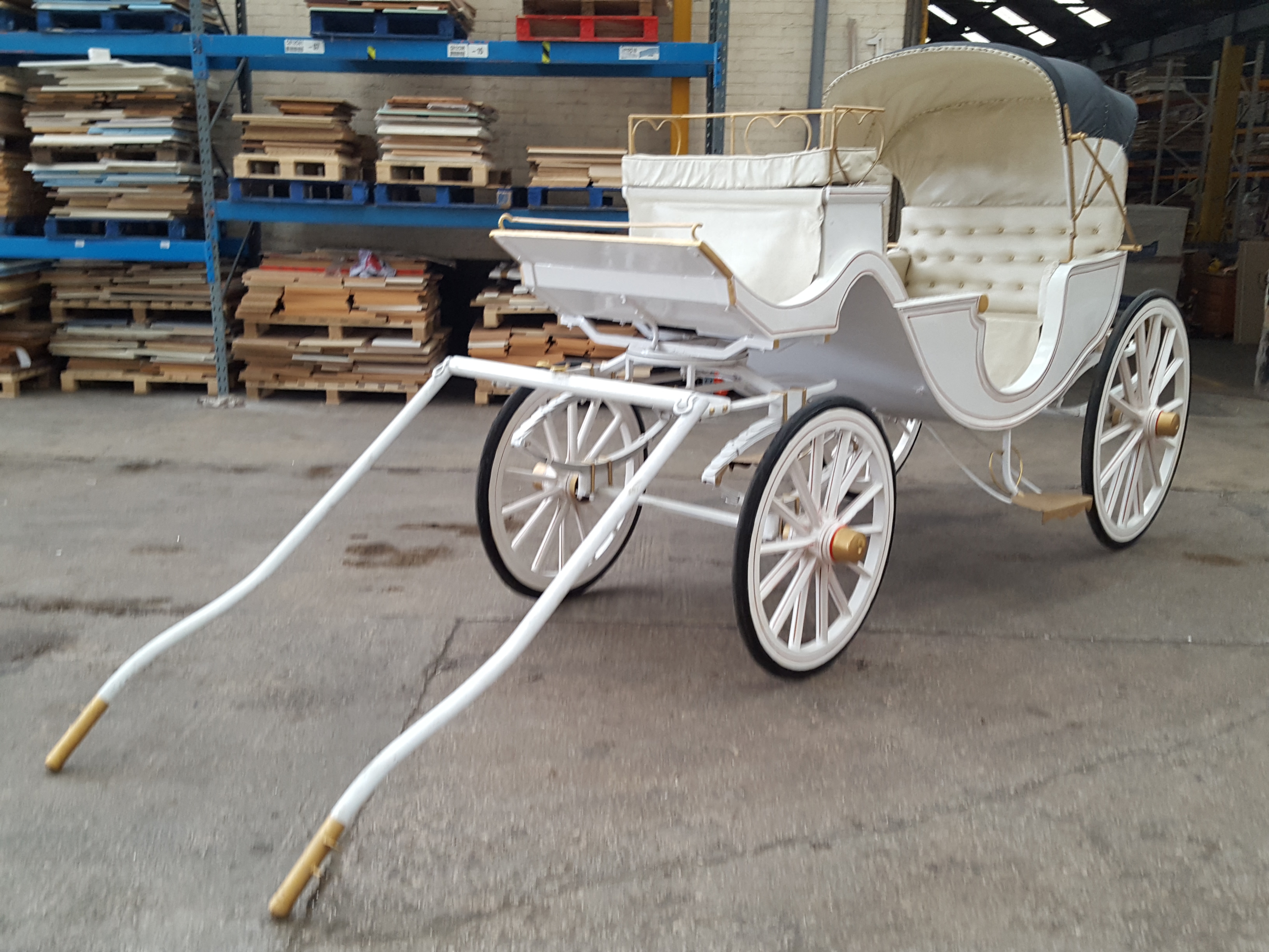 Open Horse Drawn Carriage with Retractable Roof in White Appraisal ...