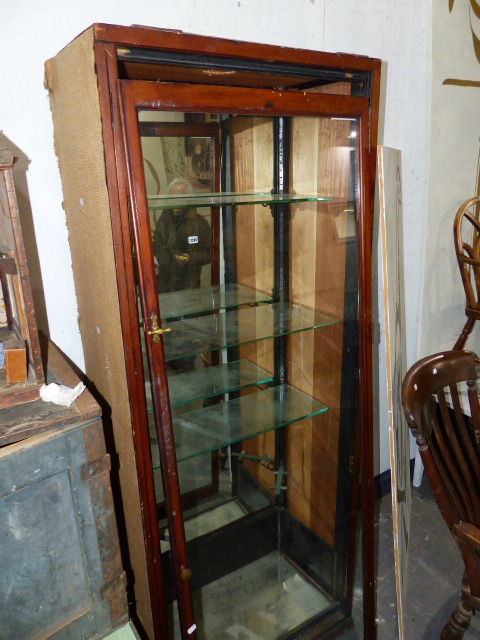 AN ANTIQUE MAHOGANY GLASS DOOR DISPLAY CABINET WITH MIRRORED INTERIOR ...