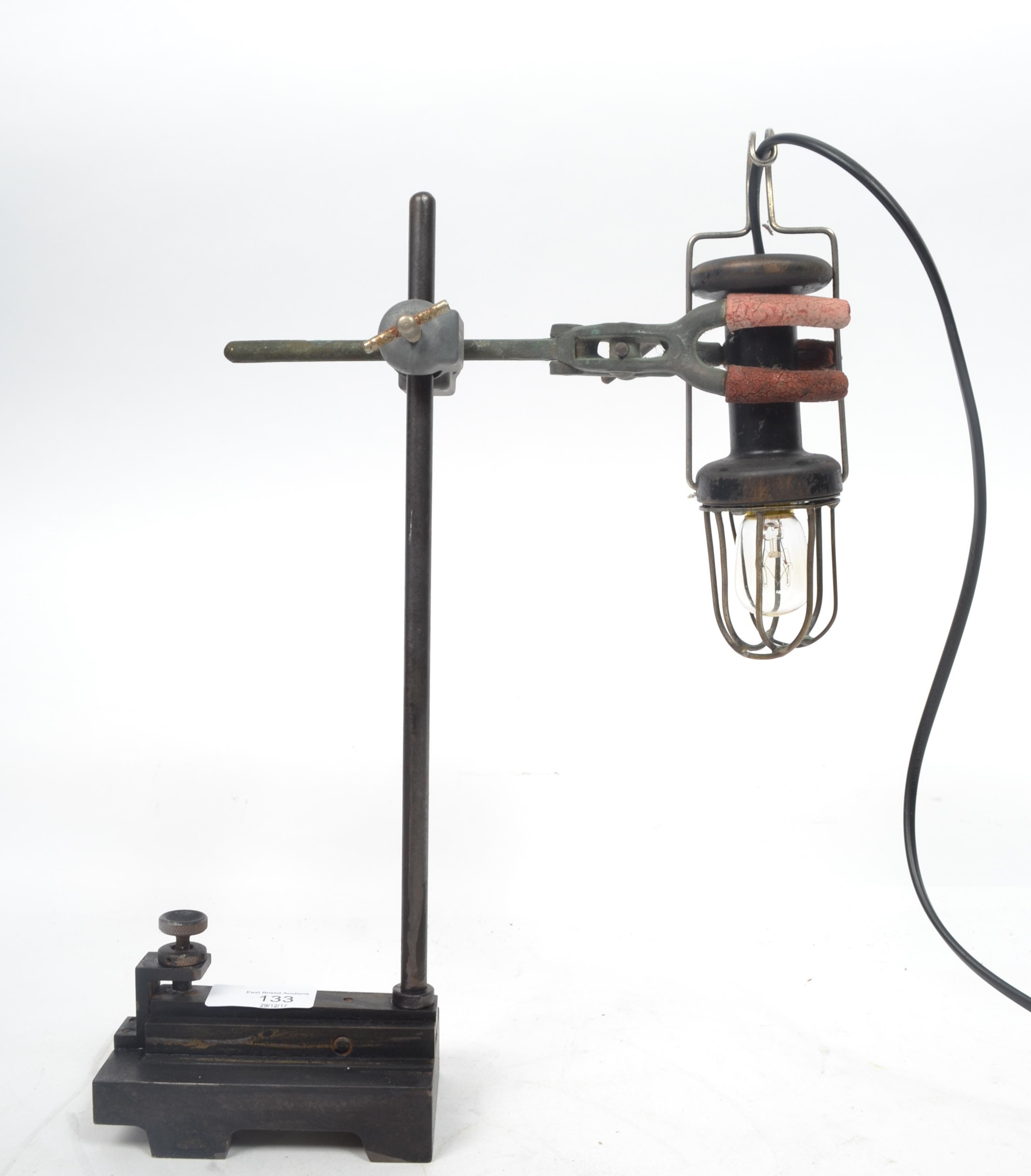 A vintage retro 20th century wooden car inspection lamp having a wire ...