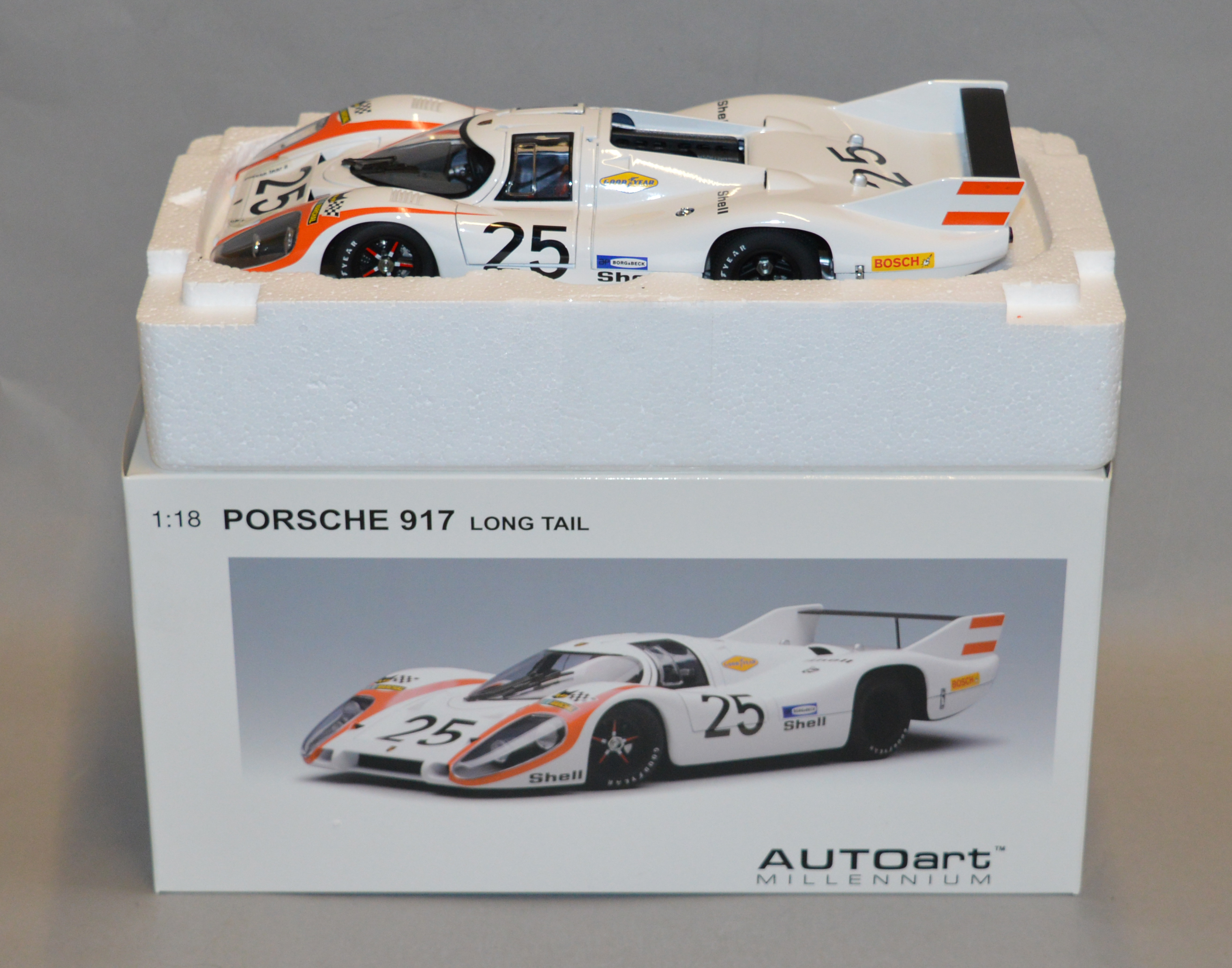 A boxed Autoart diecast model Porsche 917 Long Tail in 1:18 scale, RN ...