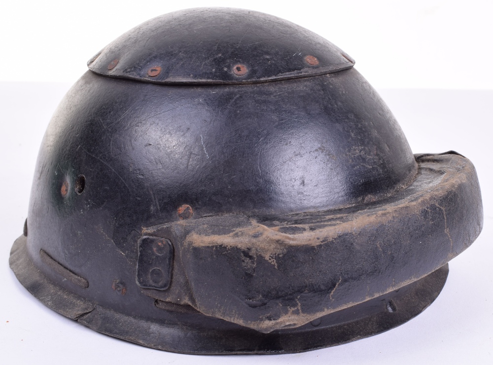 WW2 British Early Pattern Tank Crew Helmet, of fibre body shell with ...