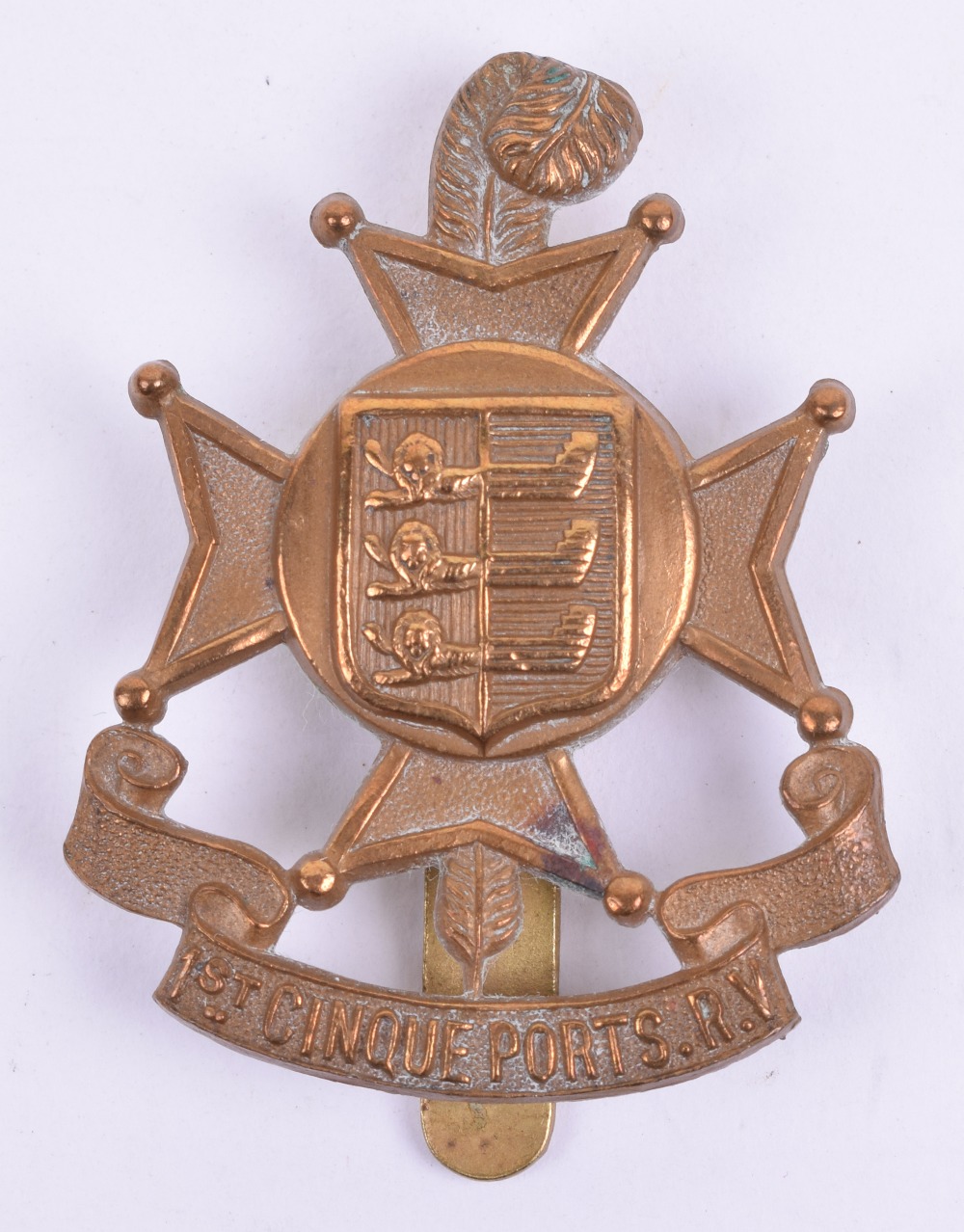 1st Cinque Ports Rifle Volunteers Cap Badge, other ranks example with ...