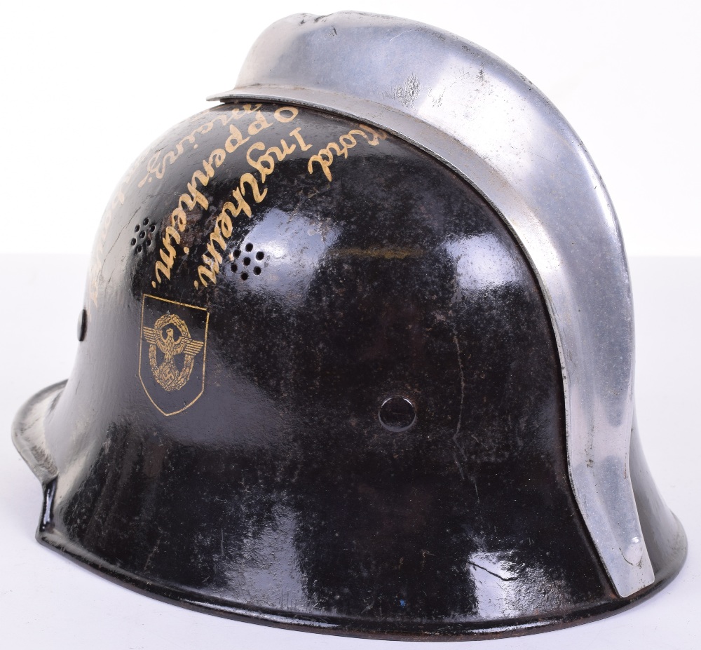 WW2 German Fire Police War Trophy Helmet, black painted fire brigade ...