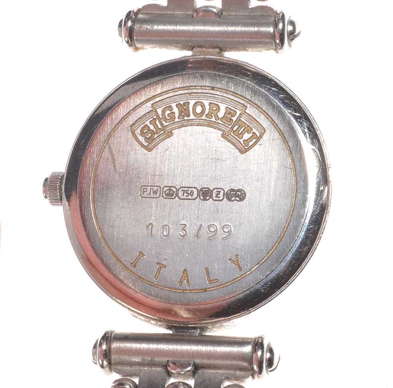 SIGNORETTI 18CT WHITE GOLD AND DIAMOND LADY'S WRIST WATCH