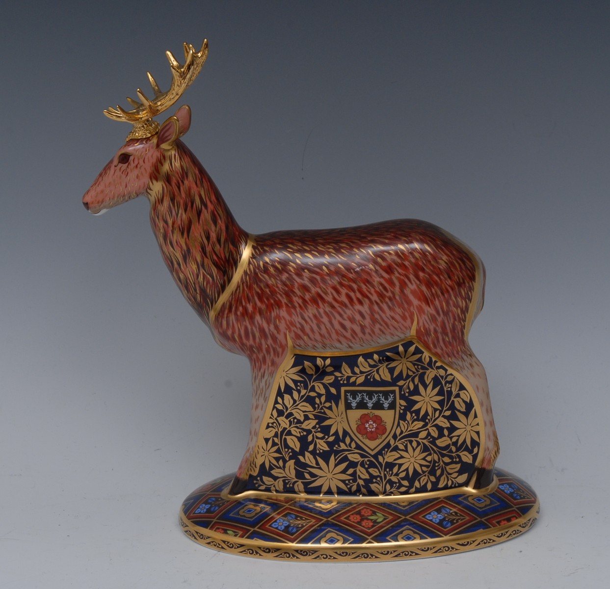 A Royal Crown Derby paperweight, Heraldic Derbyshire Stag, inspired by ...