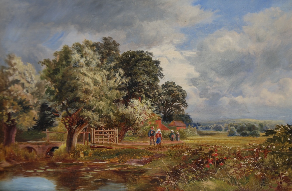 DAVID BATES (1840-1921) OIL PAINTING ON CANVAS Rural landscape with ...