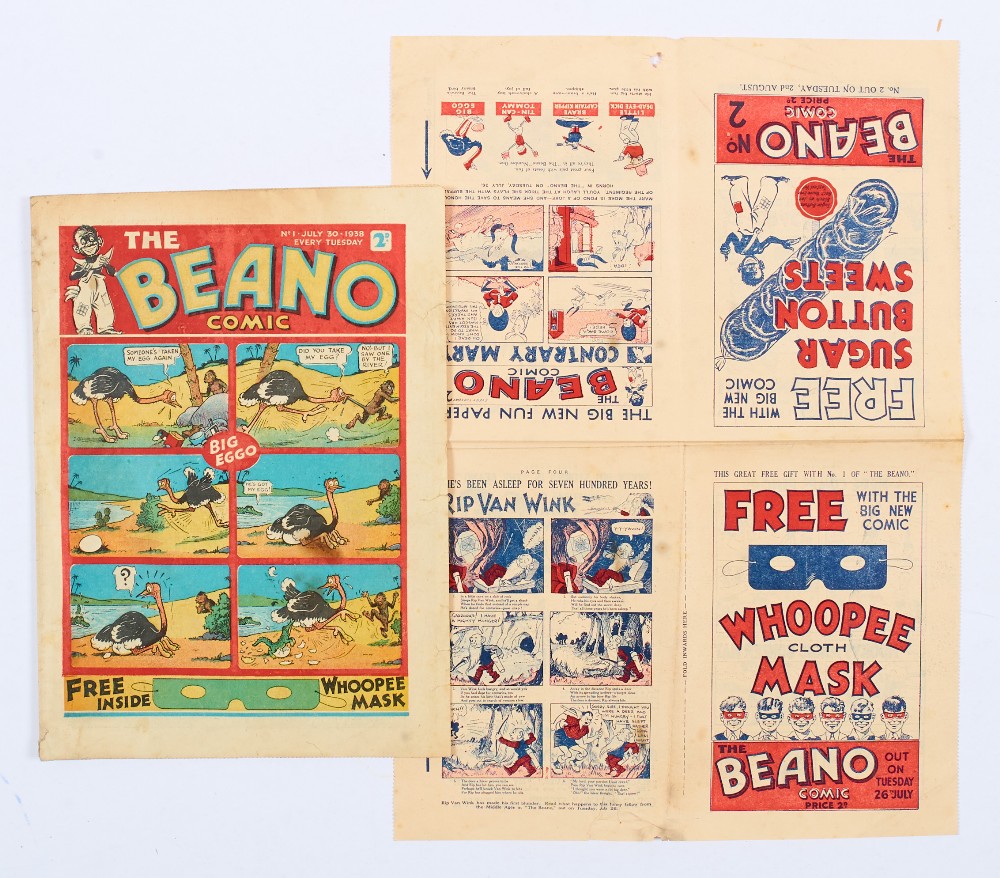 Beano Comic No 1 (1938). With Beano No 1 and No 2 Flyer 8 pg Mini Comic ...