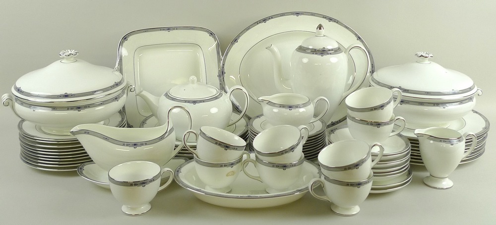 A Wedgwood bone china part dinner, tea and coffee service, decorated in ...