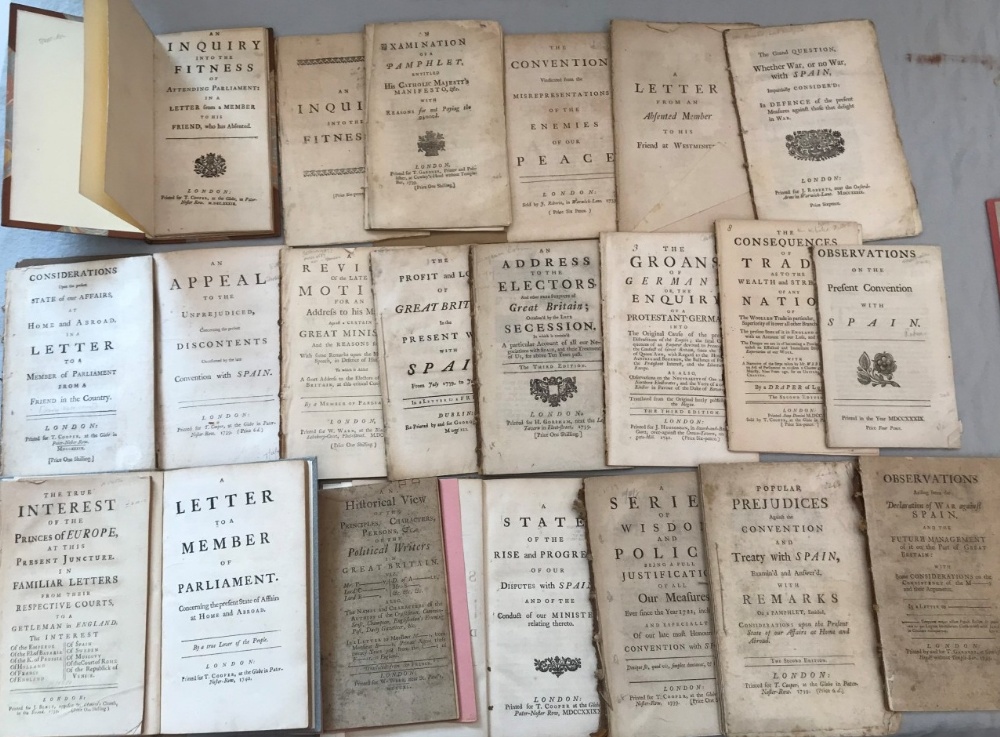 A group of 18th century political pamphlets, many on the war with Spain ...
