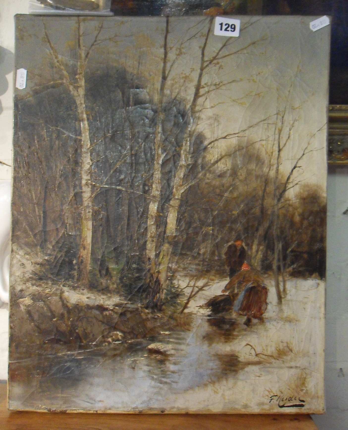 Fritz Von Heider (1863-1933) oil on canvas of a winter woodland scene ...