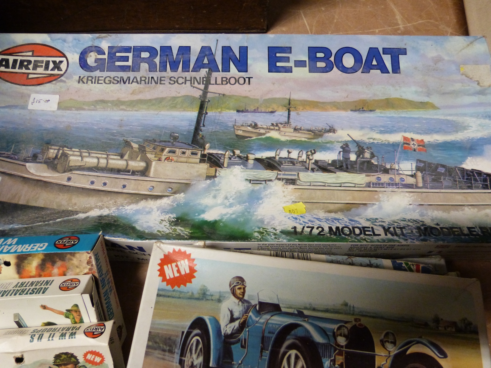 An Airfix German E boat plastic model kit, further 1:32 car kits and ...