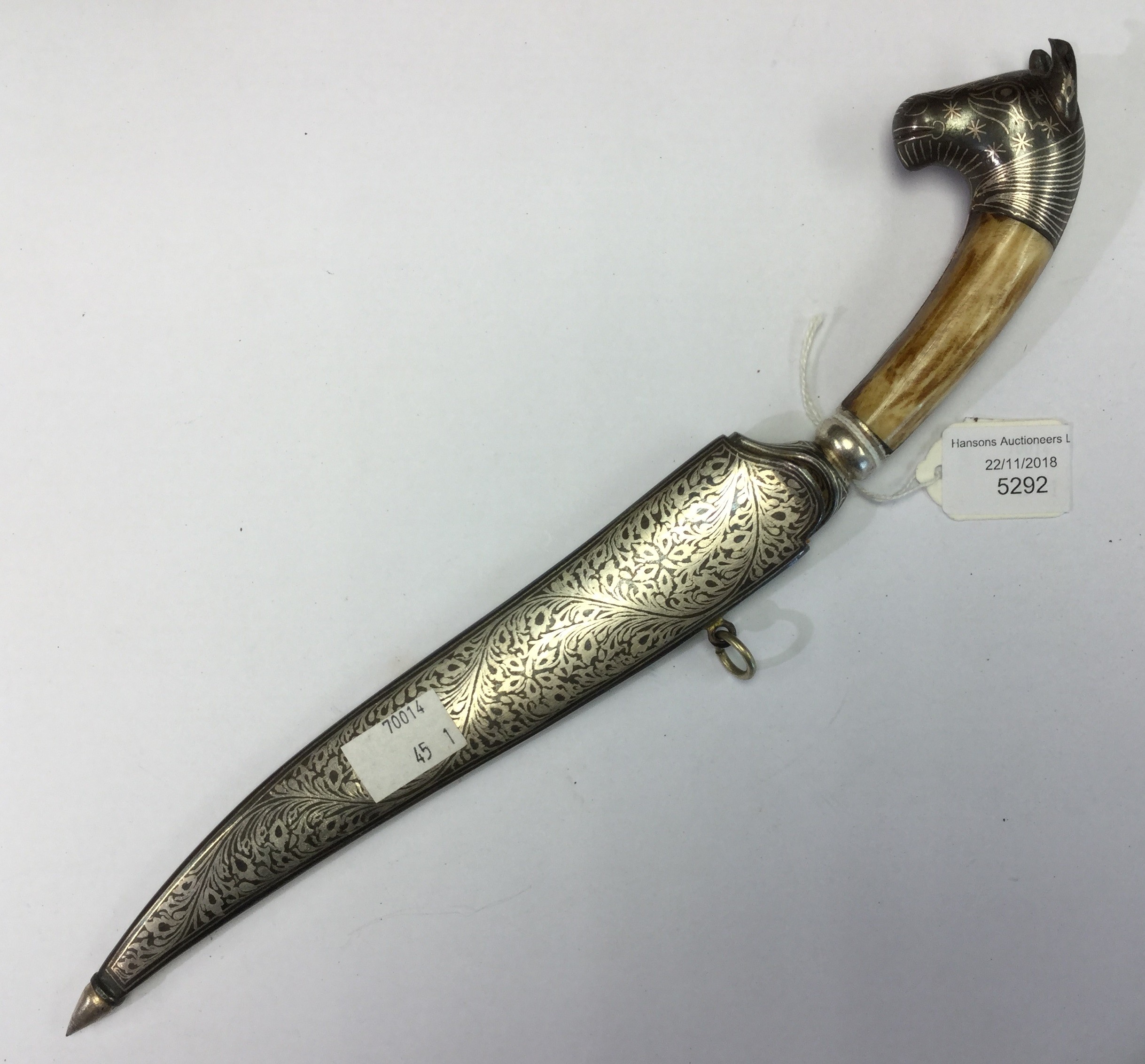 19th century Persian dagger with horses head pommel. 185mm long ...