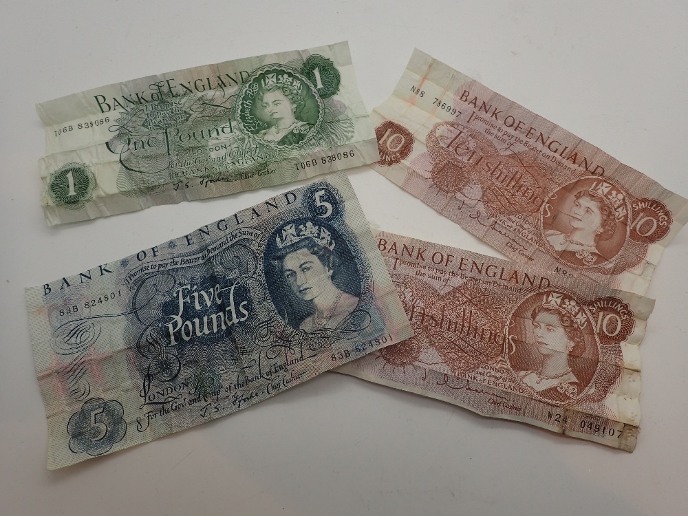 Collection of vintage British banknotes
