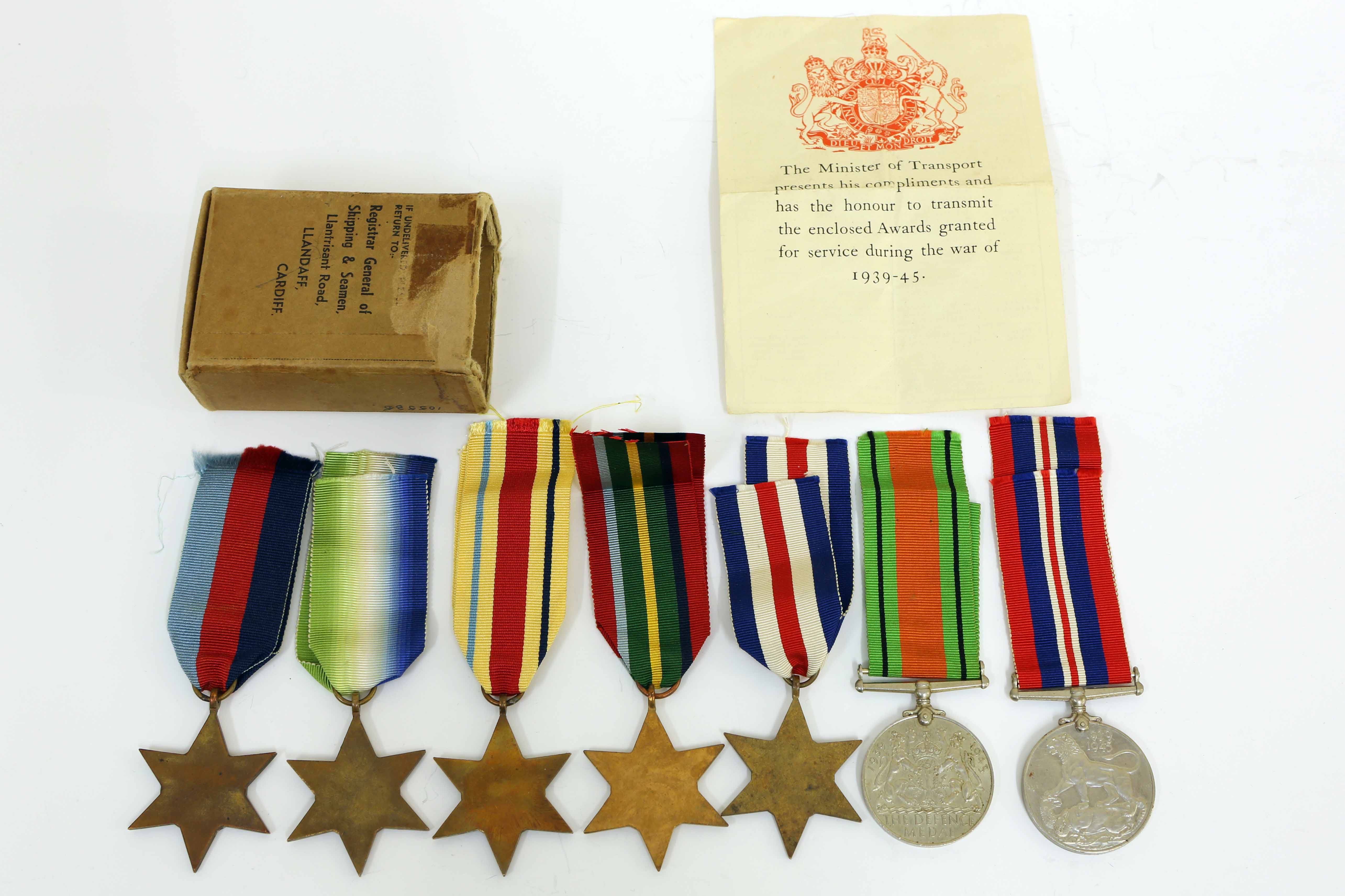 An impressive WW2 Merchant Navy medal group of seven including the ...