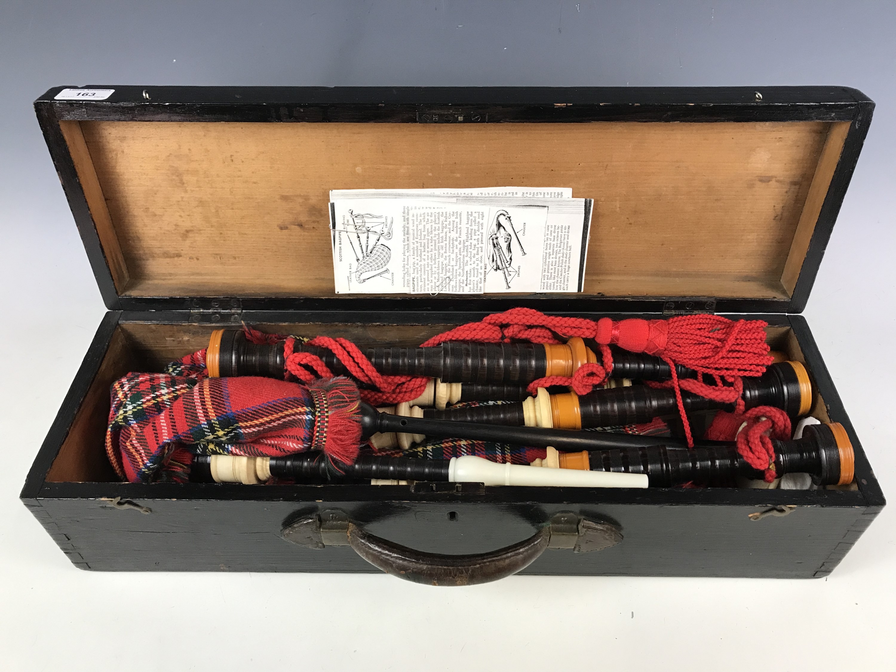 A cased set of bagpipes