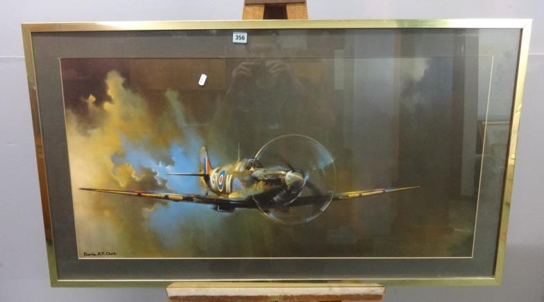 Large Barrie AF Clark m/f/g Print of Spitfire