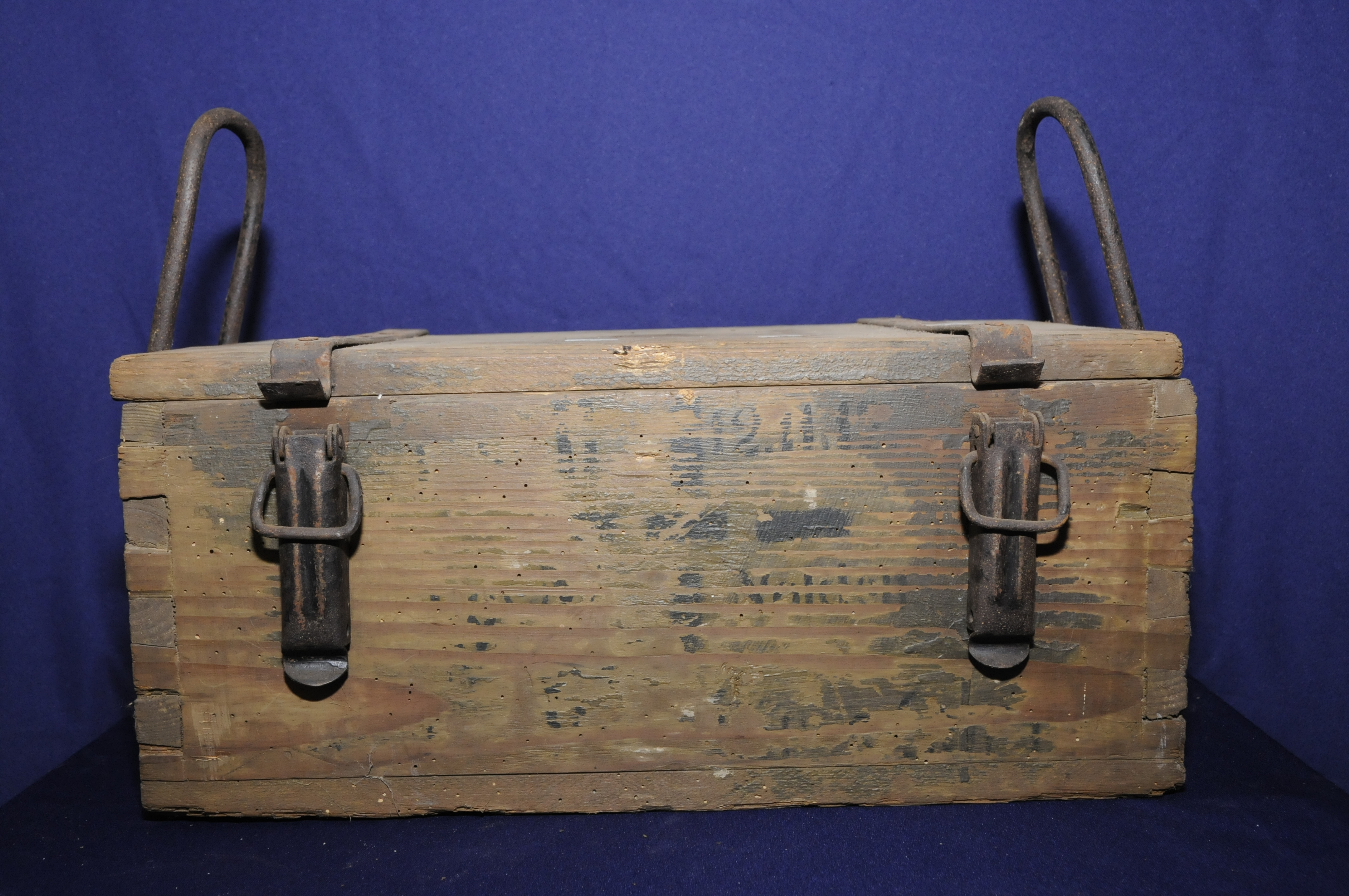 Wooden ammunition box with a WWI German label, the box was used for ...