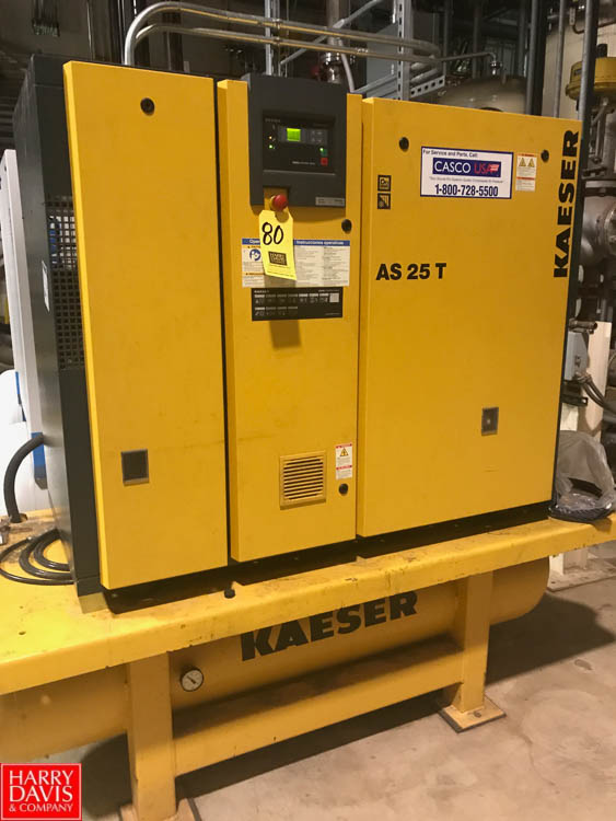 2006 Kaeser 25 HP Screw Air Compressor, Model AS25T, 125 psi, S/N ...