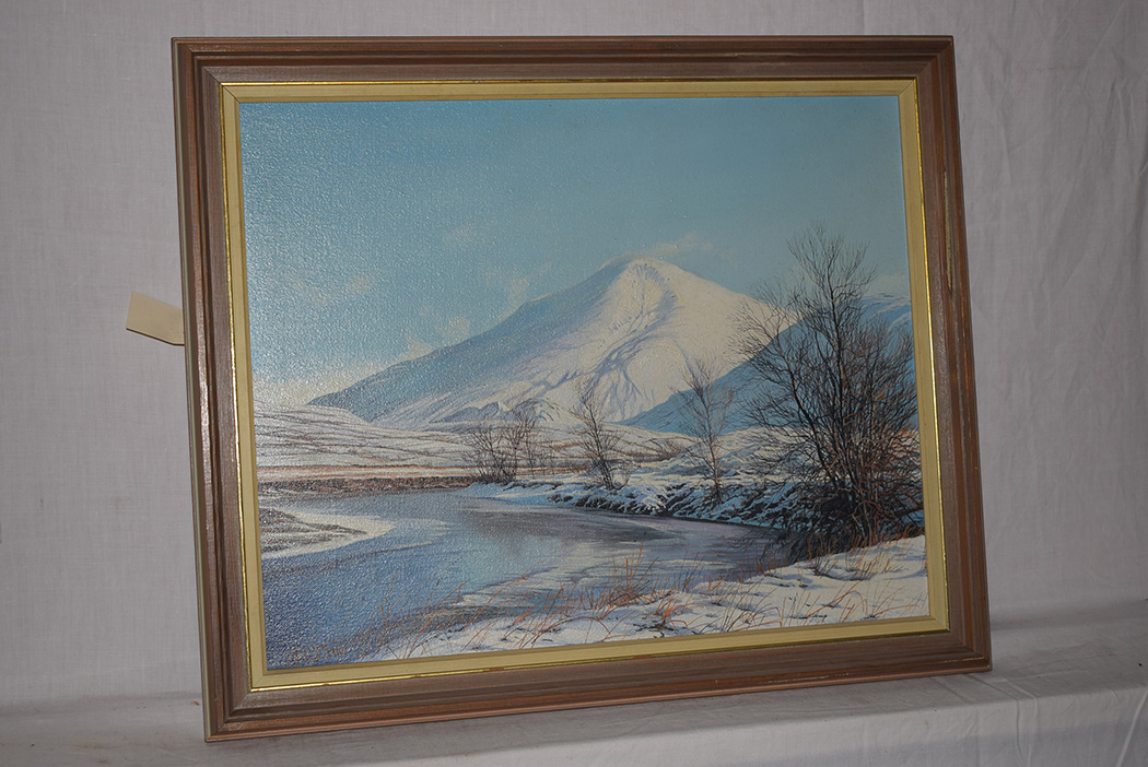 An oil painting by Robert Ritchie: winter landscape, signed.