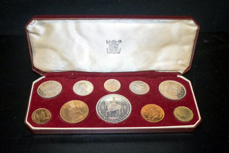 1953 Royal Mint Proof Coin Set, Ten Coin Coronation Set, In Fitted Box
