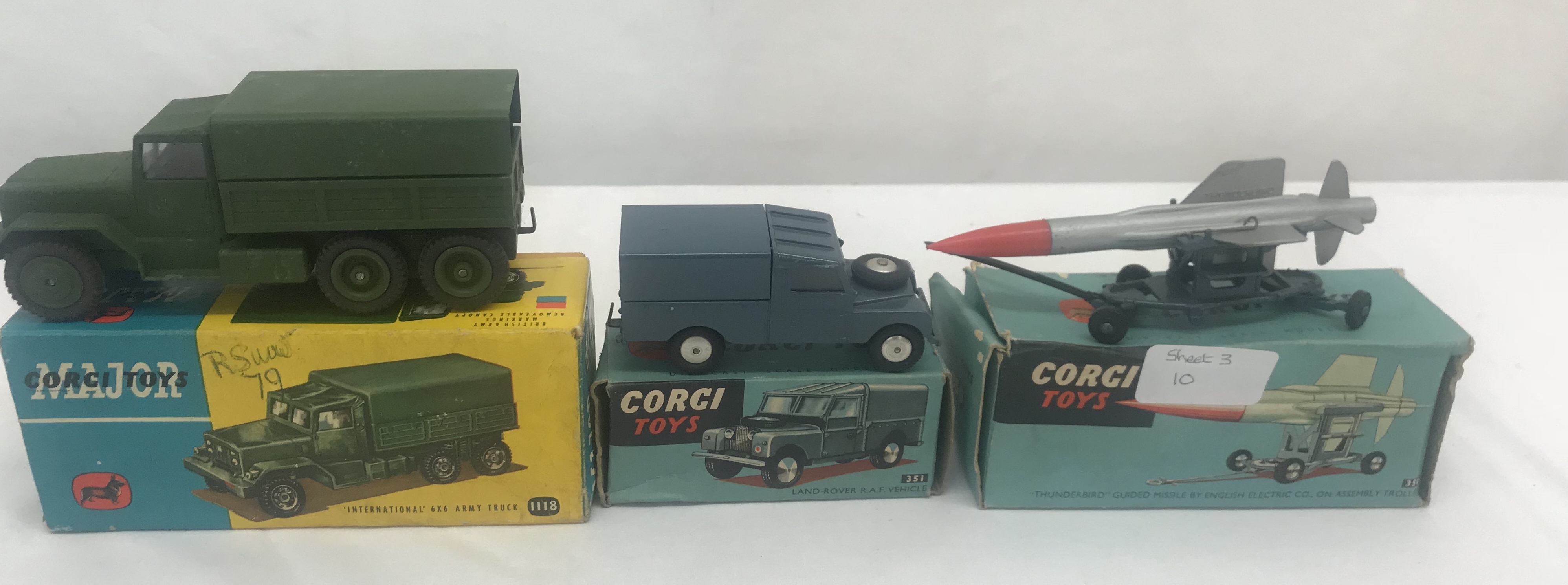 Three boxed Corgi military vehicles: Army truck 6 x 6 No 1118 ...