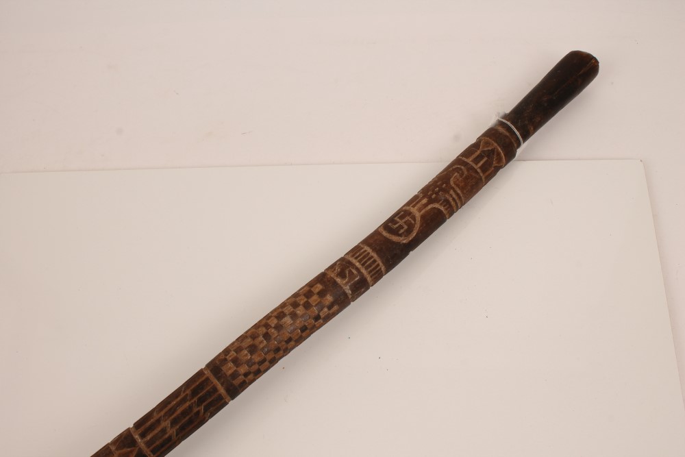 Second World War German Prisoner of War carved wood walking stick ...