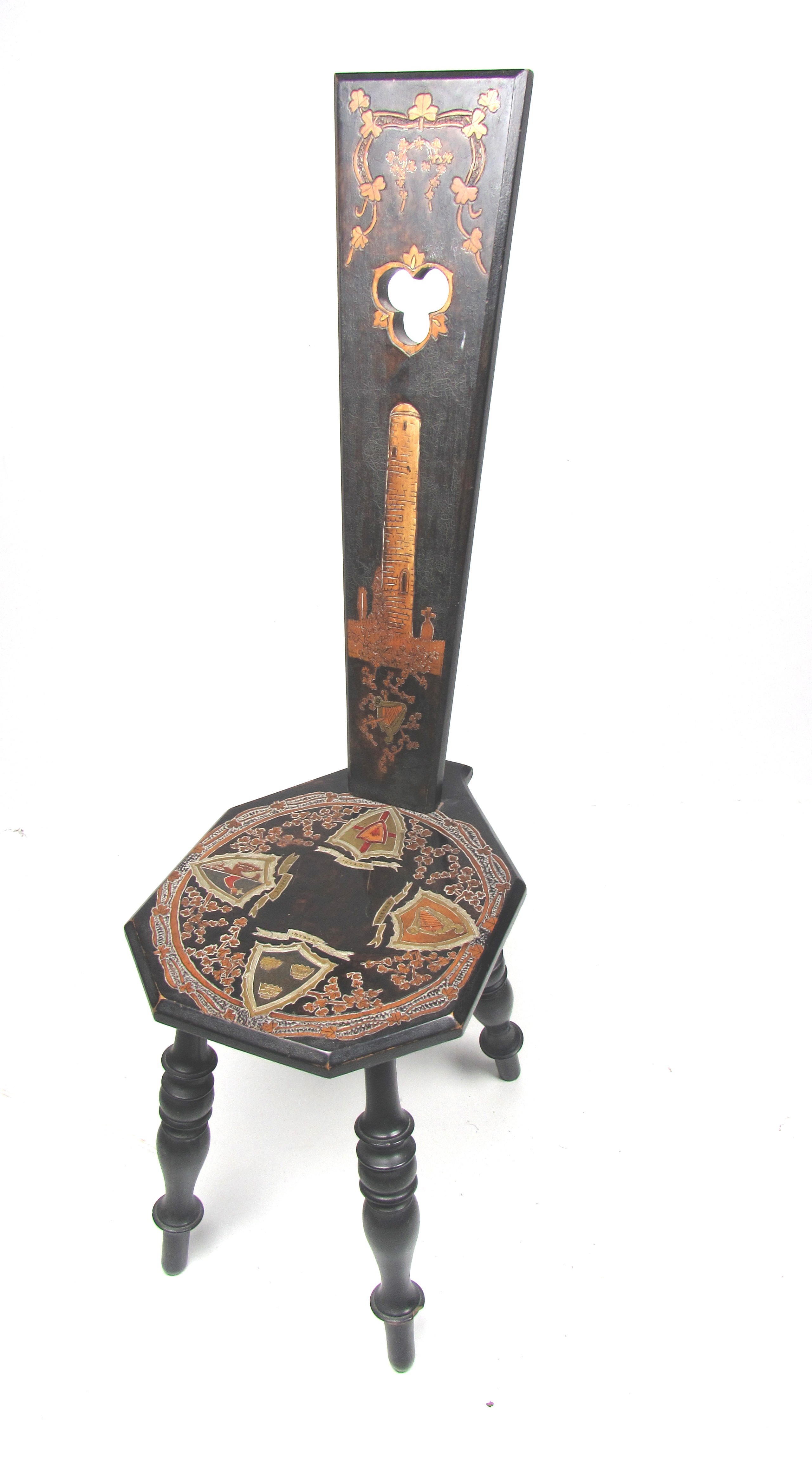 A superb Neo-Celtic style high back Irish Hall Chair, c. 1910, the ...