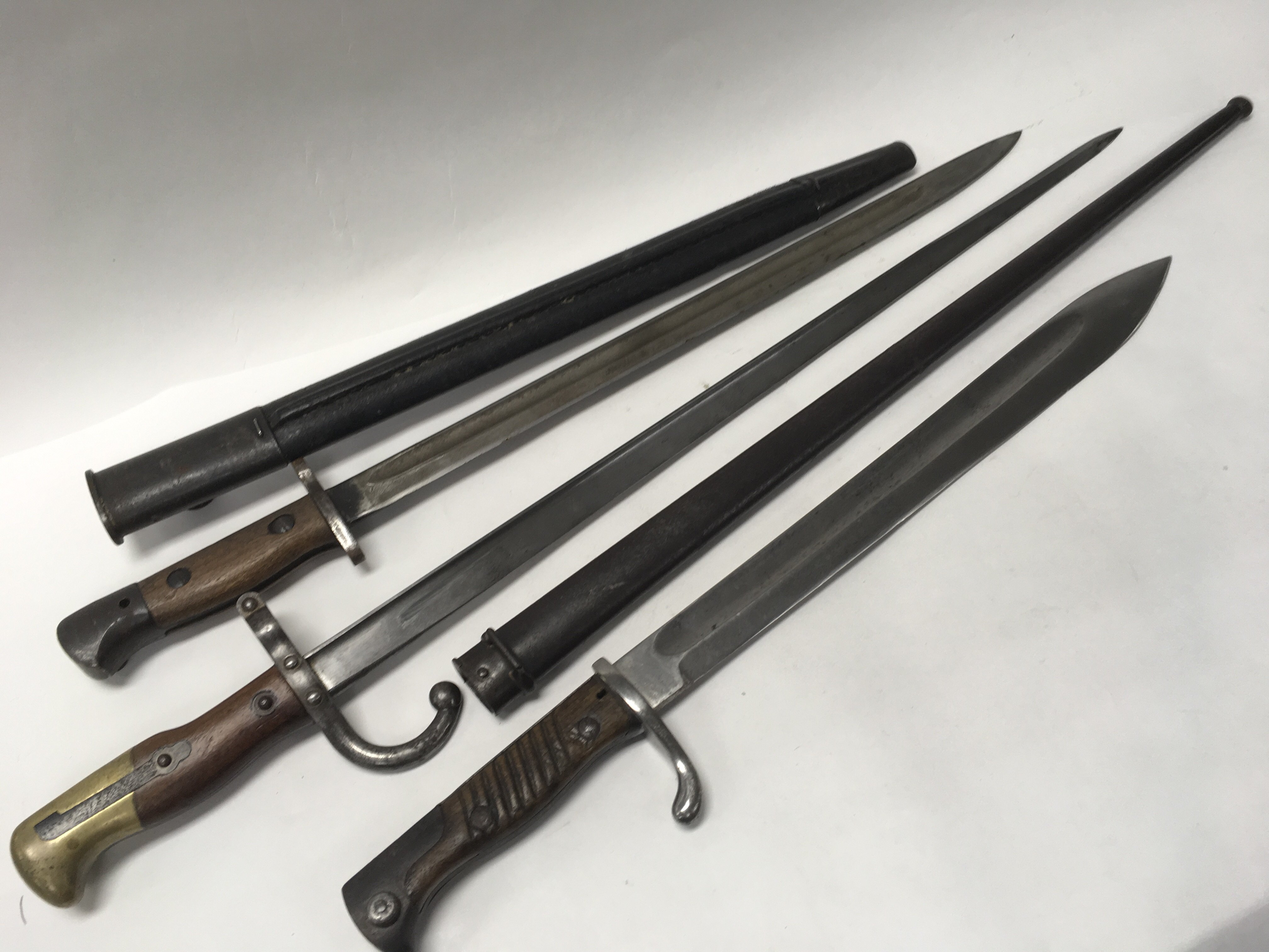 Three bayonets including a French 1879 Paris Oudry.