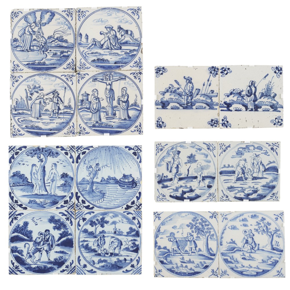 COLLECTION OF DUTCH DELFT TILES 19TH CENTURY comprising thirty one ...