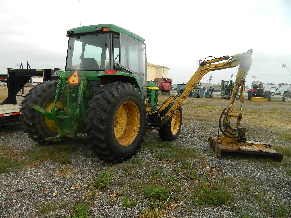 1998 JOHN DEERE 7410 4WD TRACTOR WITH TIGER SIDE ARM MOWER, 3-POINT ...