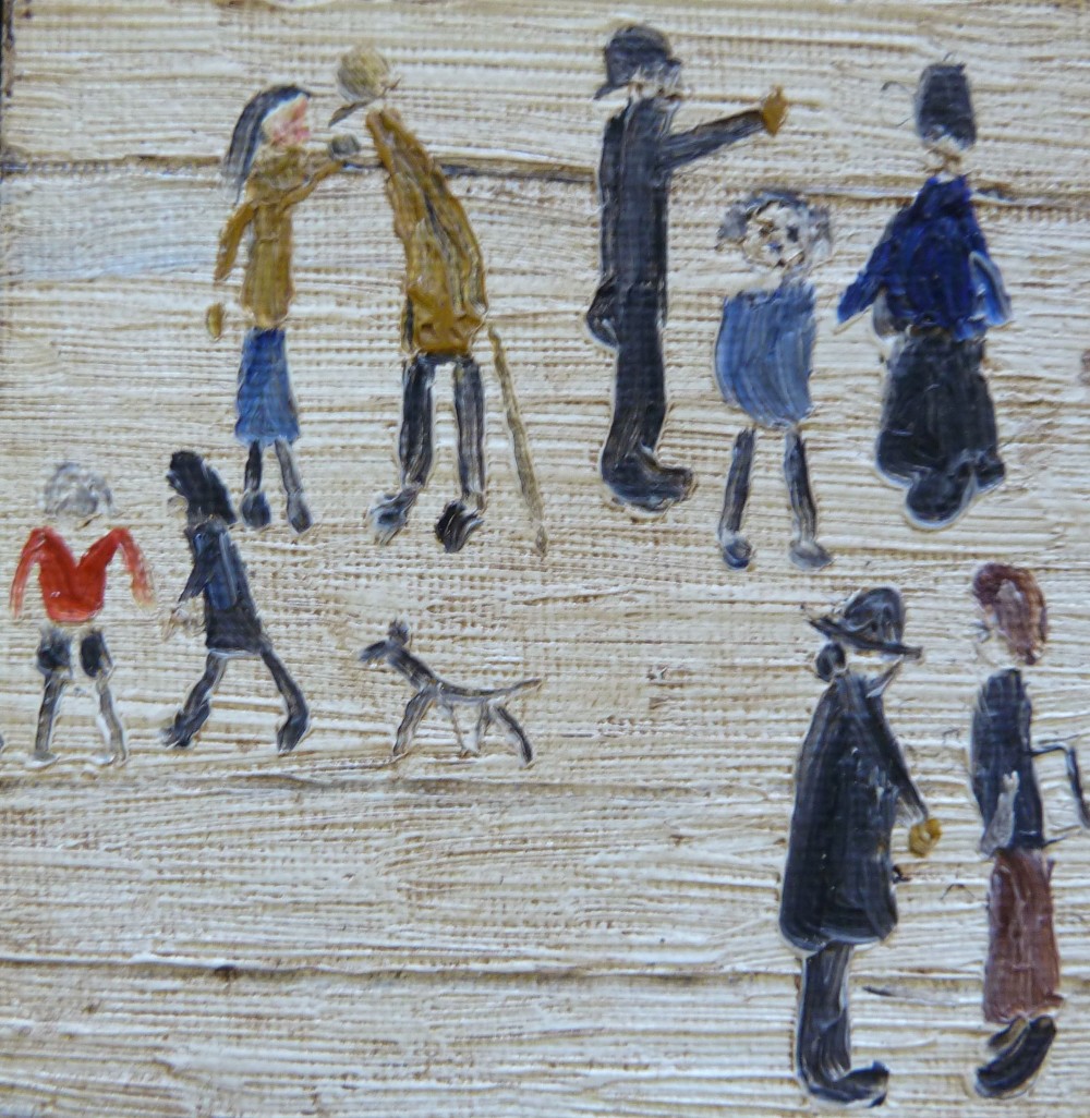 ATTRIBUTED TO L.S. LOWRY OIL PAINTING ON CANVAS LAID DOWN Nine figures ...