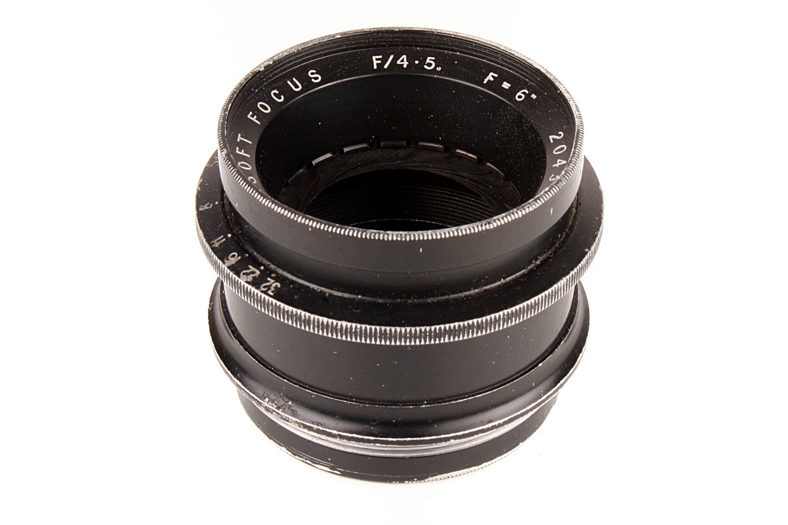 A Dallmeyer Soft Focus f/4.5 6” Lens, black, serial no. 204304, body, G ...